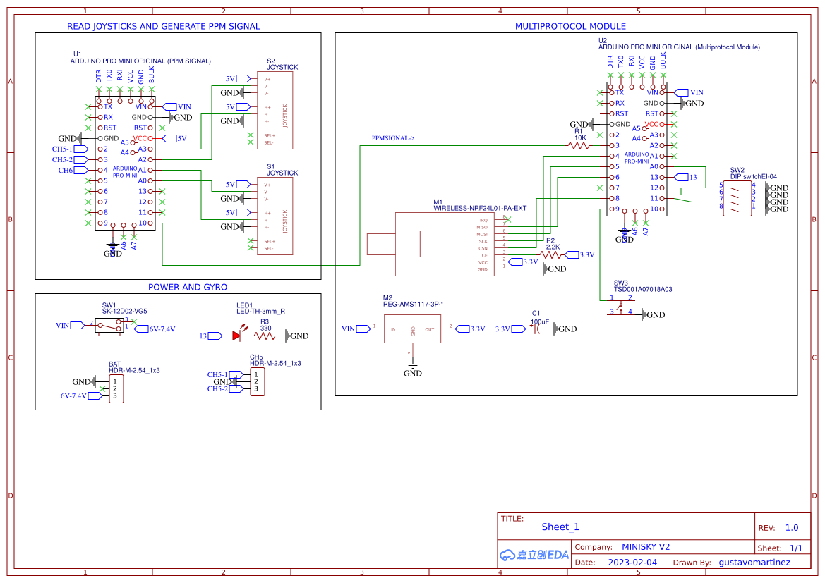 Radio Transmitter - PPM + Multiprotocol Module (nrf24l01) - EasyEDA open source hardware lab
