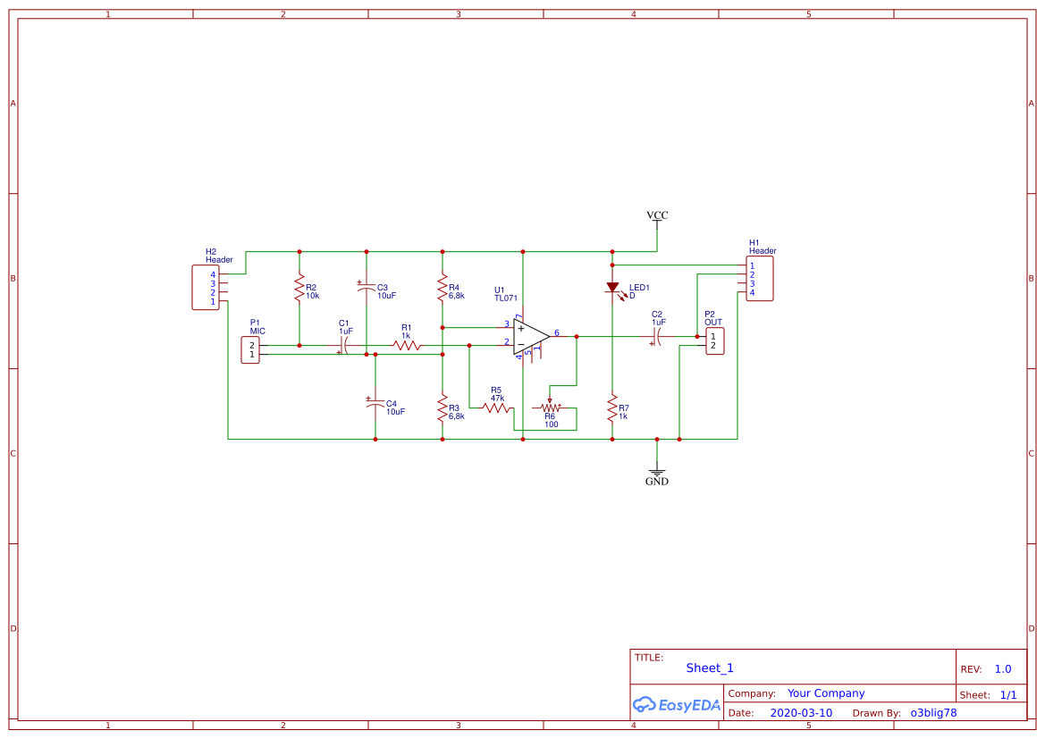 PreampMic TL071 #01 SMD - OSHWLab
