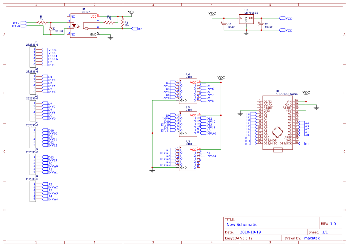 Controlador DCC semaforo arduino R/V PARADA - EasyEDA open source hardware lab
