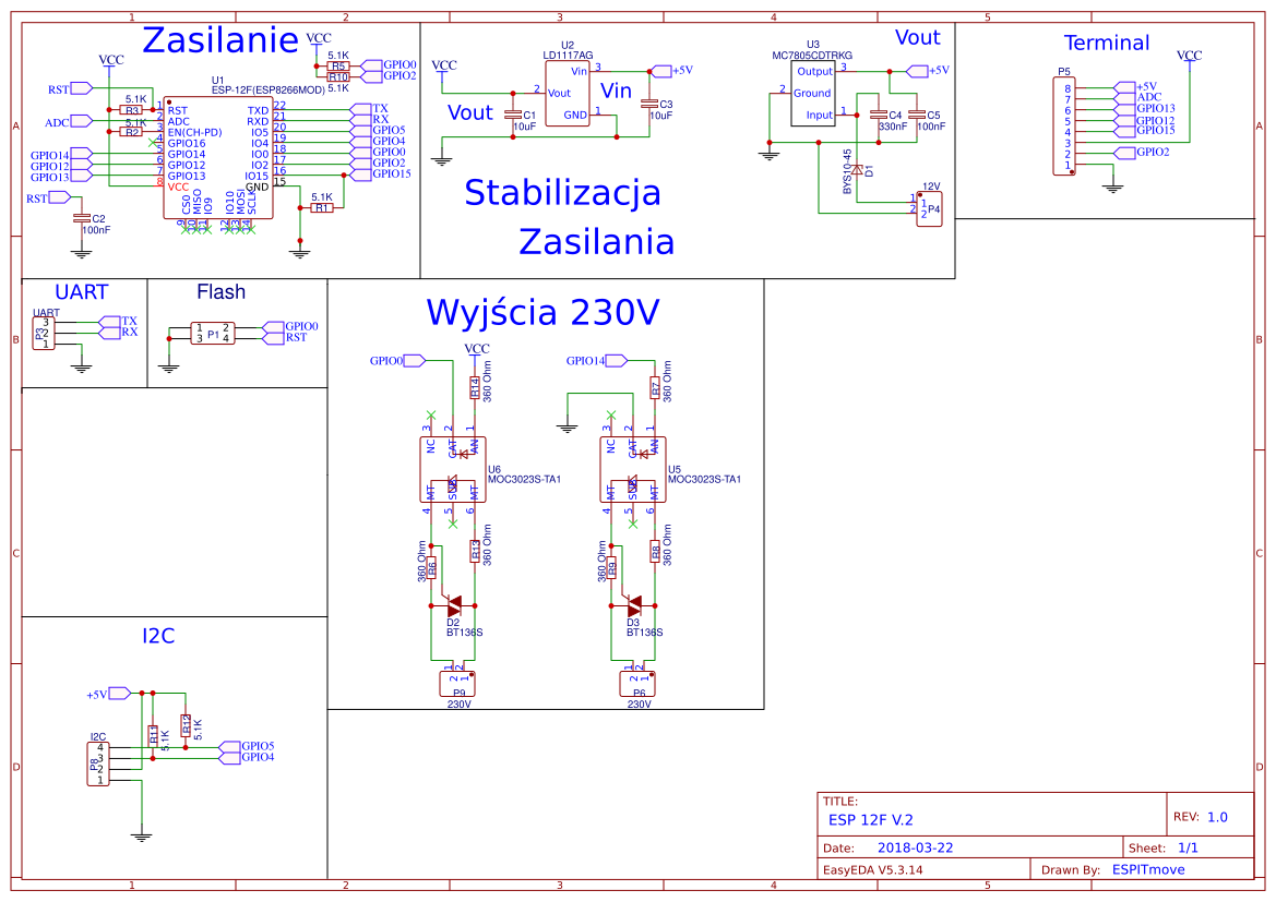 ESP 12F V.5 Triak - EasyEDA open source hardware lab