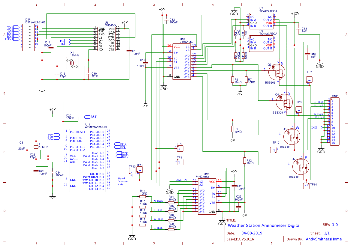 Ultrasonic Anenometer - EasyEDA open source hardware lab