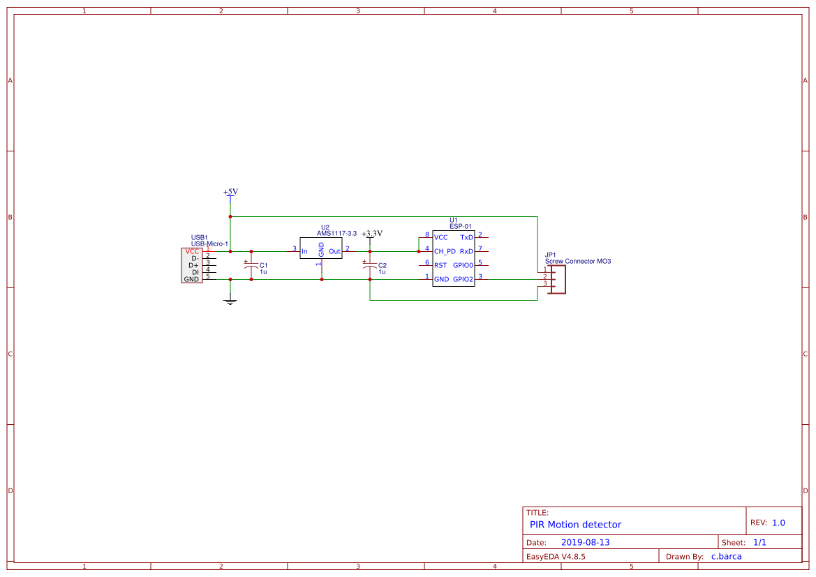 PIR Motion detector - EasyEDA open source hardware lab