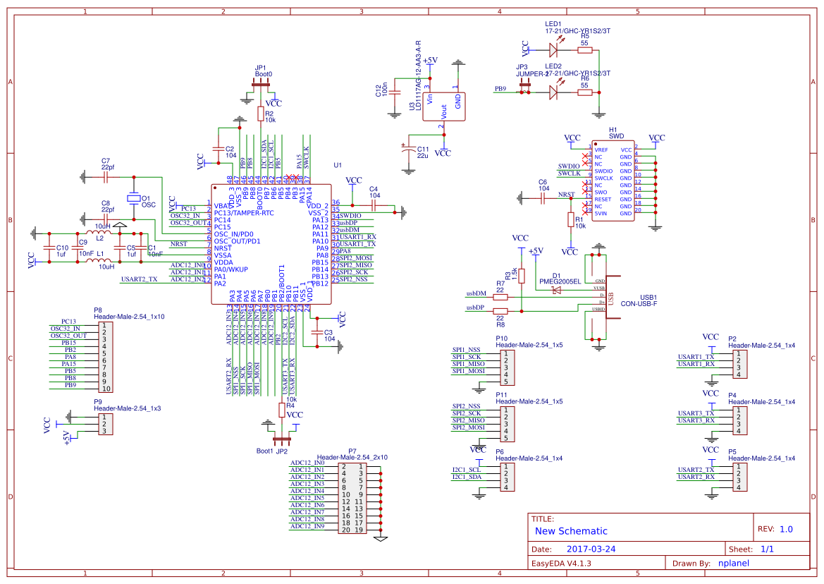 STM32F103 dev board copy - OSHWLab