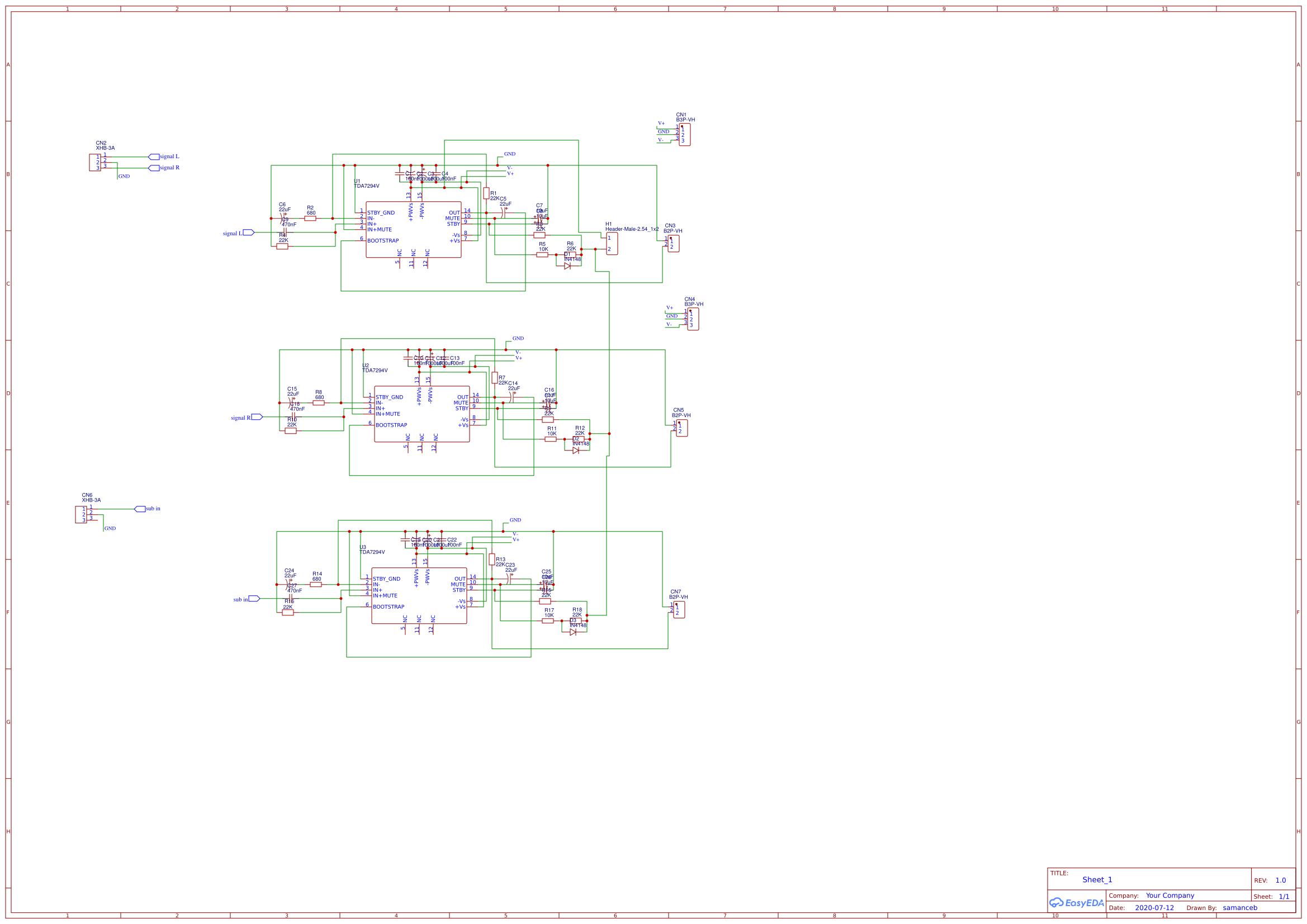TDA7294 2.1 sound system - OSHWLab