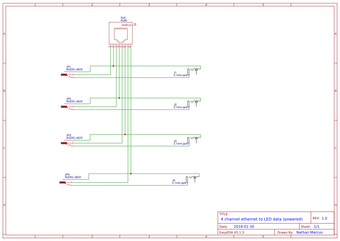 4 channel ethernet LED (power) - OSHWLab