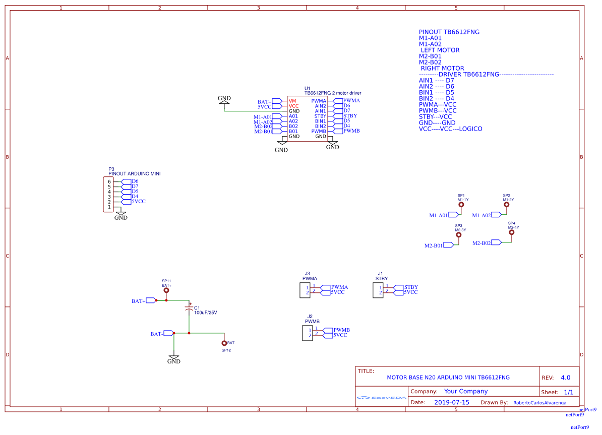 BASE MOTOR N20 ARDUINO MINI TB6612FNG V4 - EasyEDA open source hardware lab
