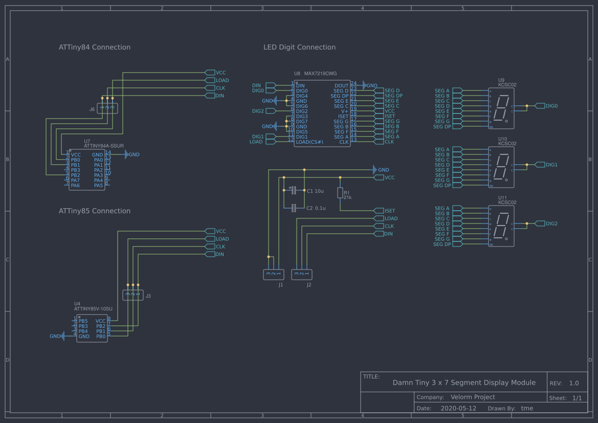 Damn Tiny 3 x 7 Segment Display Module - OSHWLab