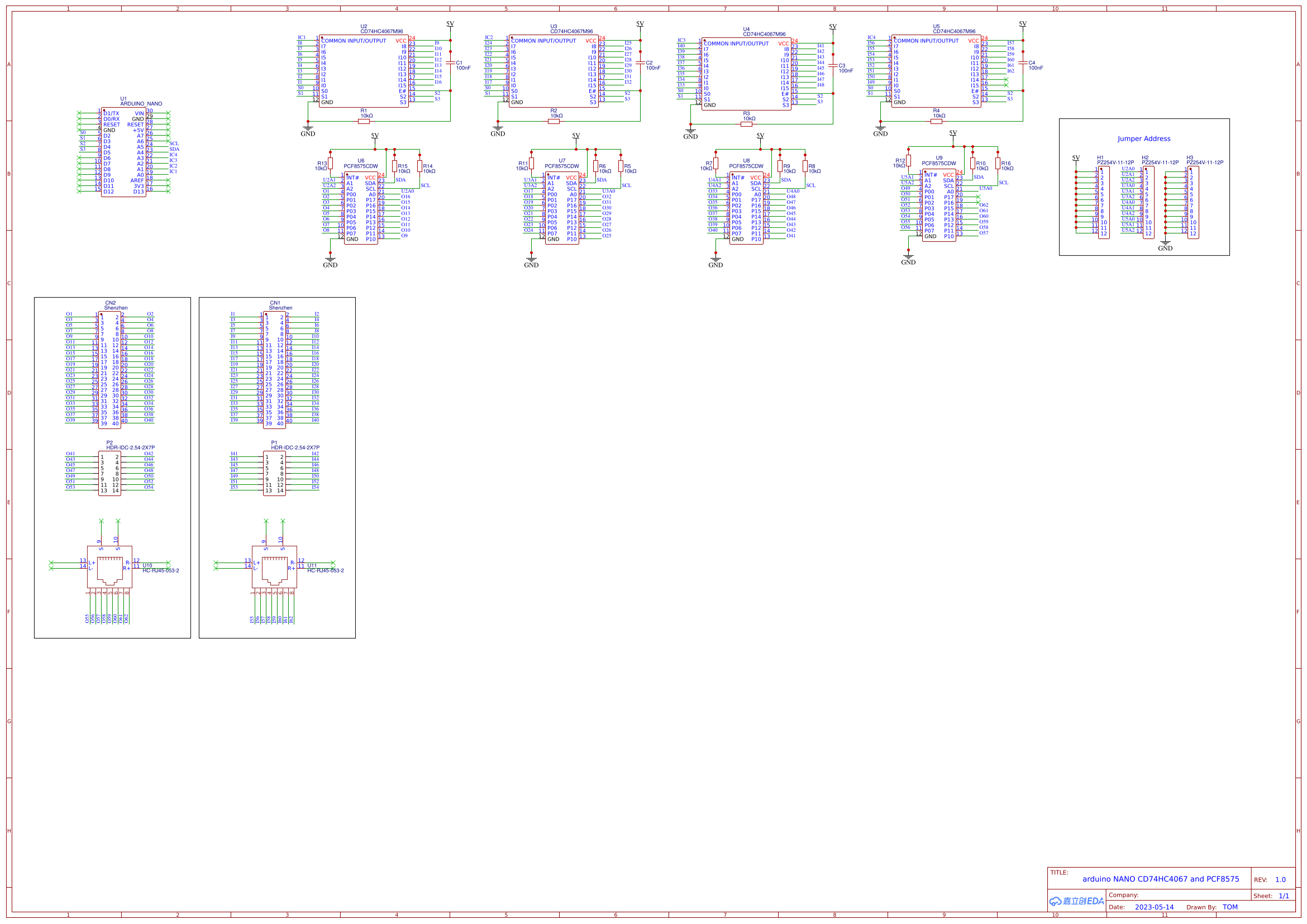 arduino NANO CD74HC4067 and PCF8575 - OSHWLab