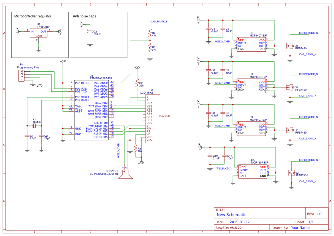 MOSFET Supercap welder - EasyEDA open source hardware lab