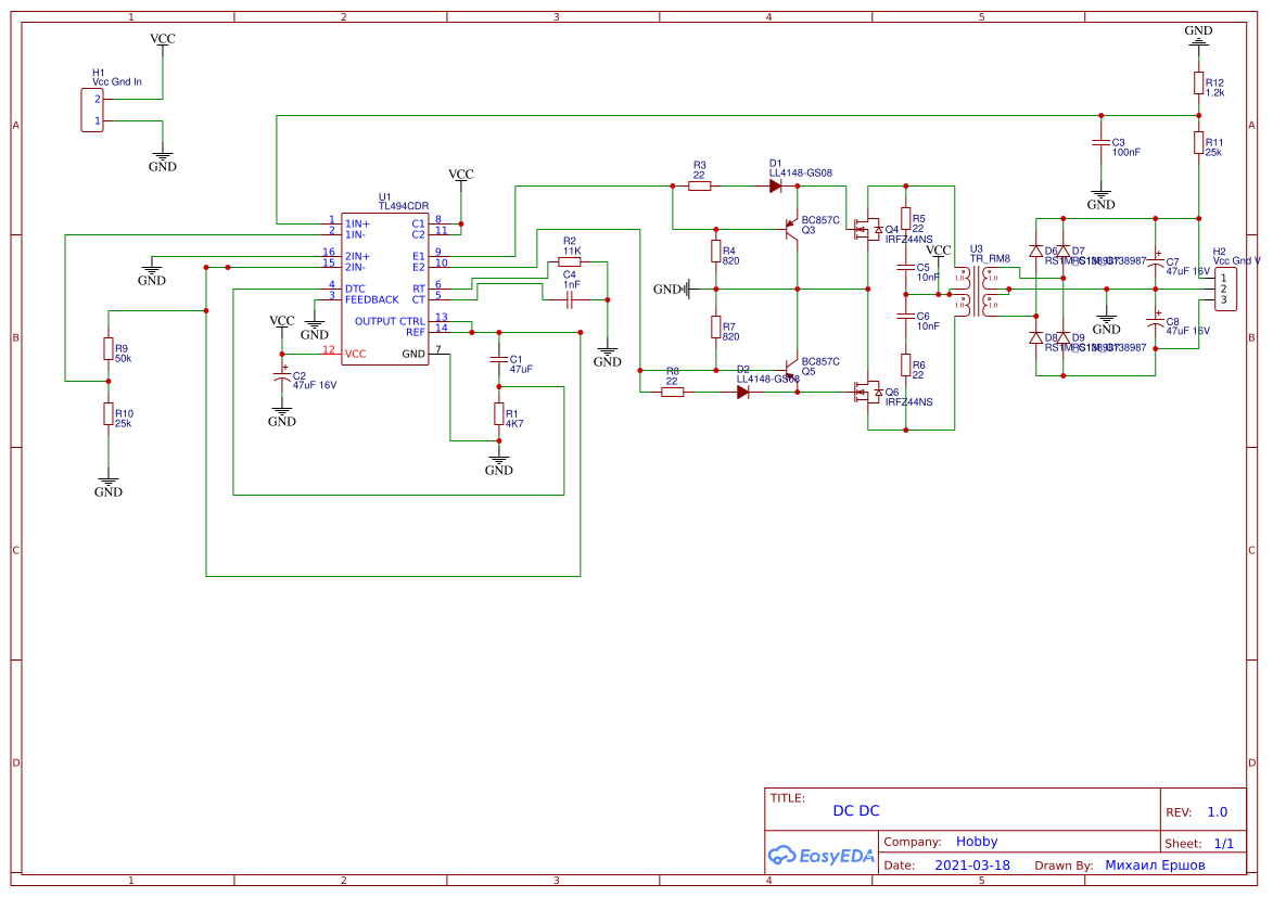 Mini DC DC 12 to +-15 tl494 - EasyEDA open source hardware lab