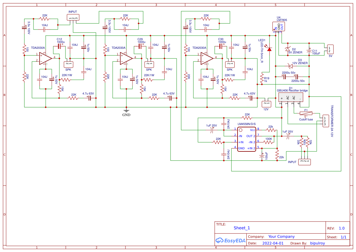 Sound amplifier - EasyEDA open source hardware lab