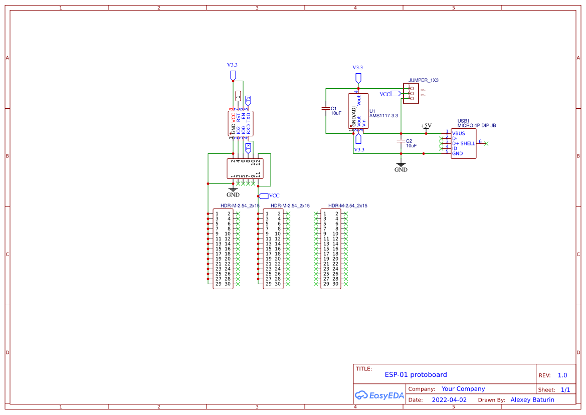 ESP-01 protoboard - OSHWLab