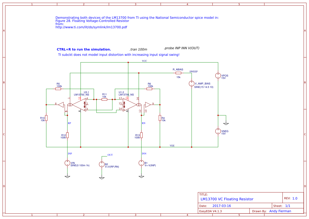 LM13700 test jigs - EasyEDA