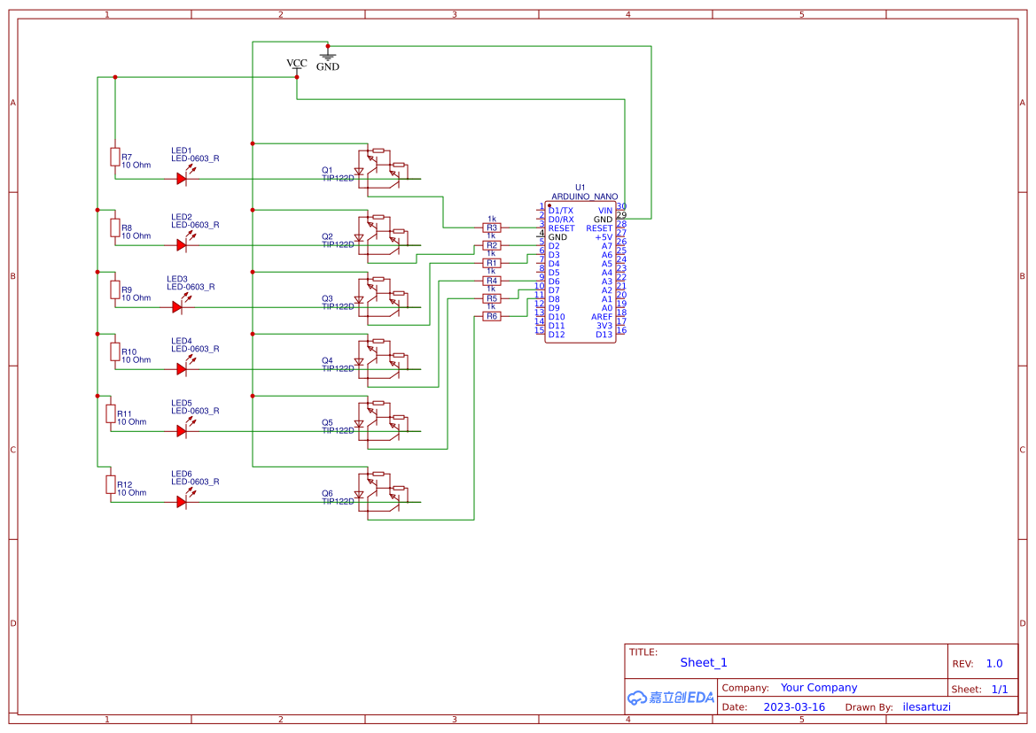 6 LEDs - EasyEDA open source hardware lab
