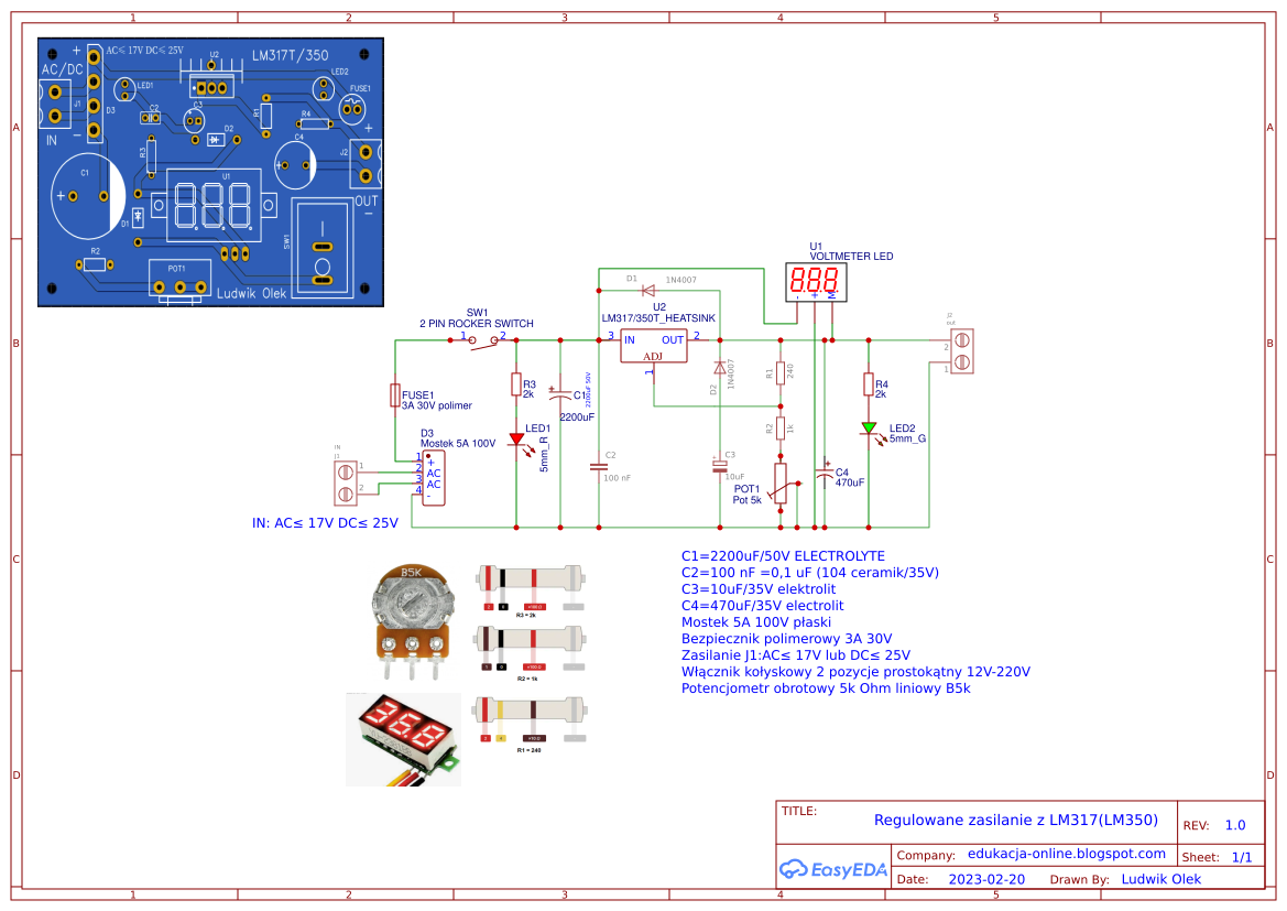Zmienne zasilanie z LM 317 - OSHWLab