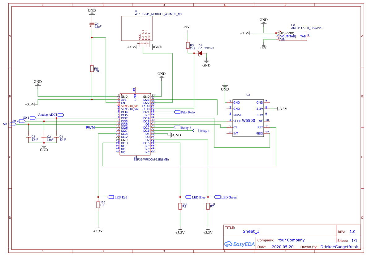 ESP32 Ethernet Warrior - EasyEDA open source hardware lab