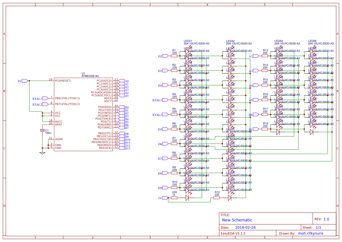 VU Led Atmega8 - EasyEDA open source hardware lab