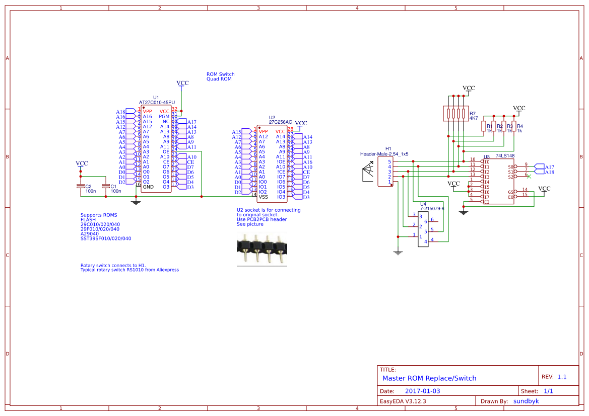 BBC Master MOS ROM with rotary switch - EasyEDA open source hardware lab