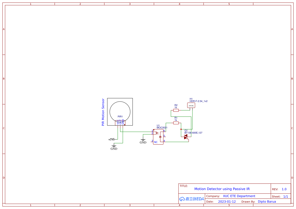 Motion Detection using Passive IR - EasyEDA open source hardware lab