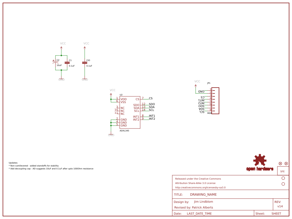 Triple Axis Accelerometer Breakout - ADXL345 (Open hardware) - OSHWLab