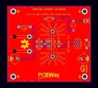 +12v 7812 Series Linear Regulator PSU for Audio v2 - OSHWLab