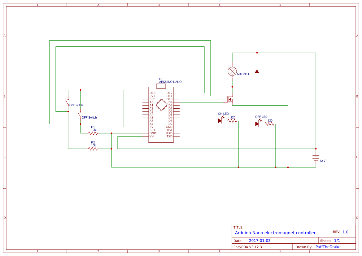 Arduino Nano Electromagnet controller - EasyEDA open source hardware lab