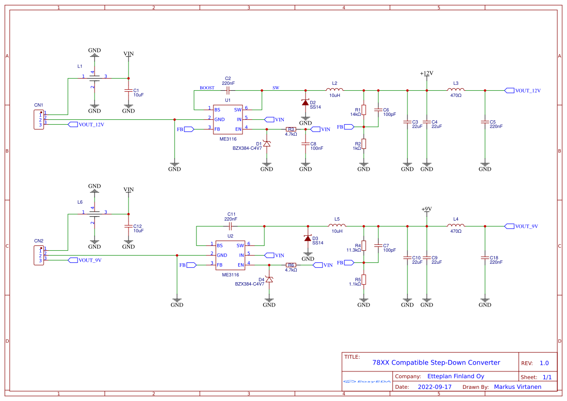 78XX Compatible Step-Down Converter - OSHWLab