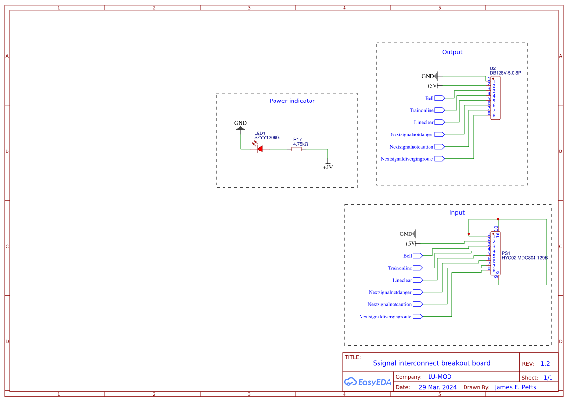 LU-MOD signalling interconnect protocol breakout board - OSHWLab