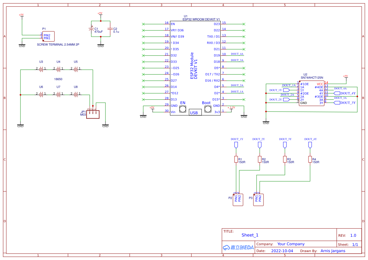 ESP32 WLED 4 Ch 18650 version - OSHWLab