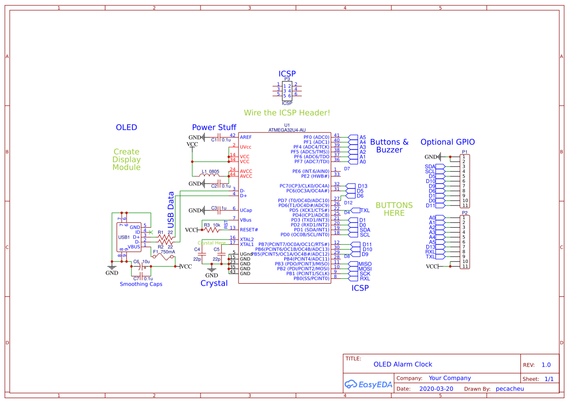 OLED Alarm Clock WIP - OSHWLab