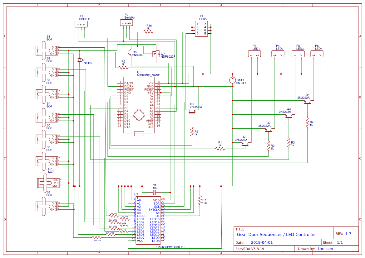 Gear Door Sequencer and LED controller - EasyEDA open source hardware lab