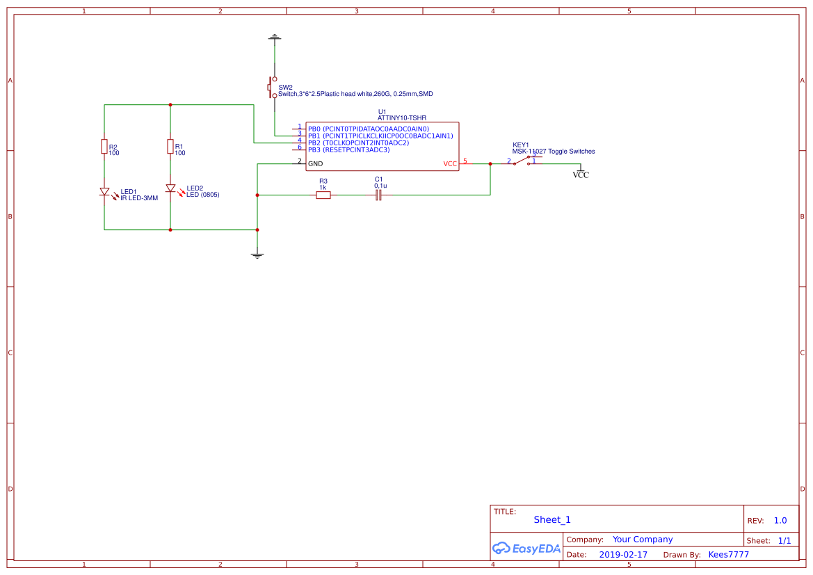 Attiny10 IR remote - EasyEDA open source hardware lab