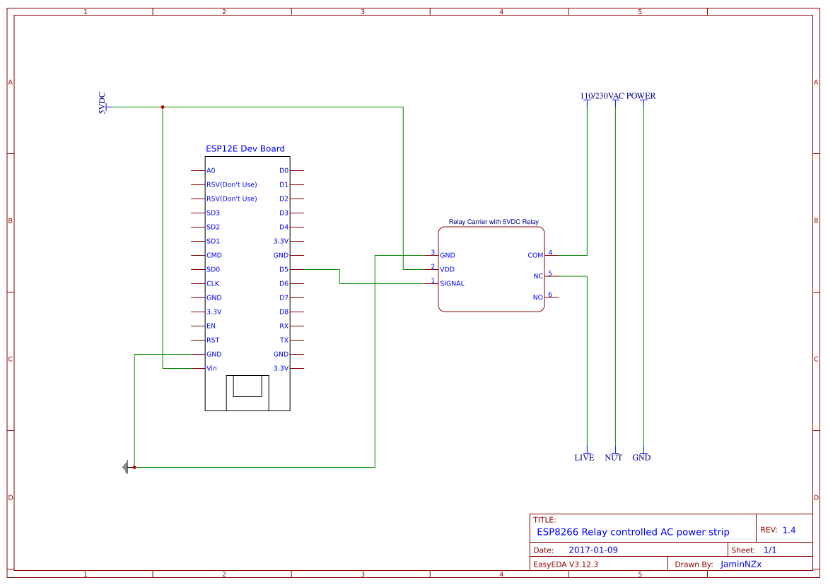 ESP Relay Controlled Power Strip - OSHWLab