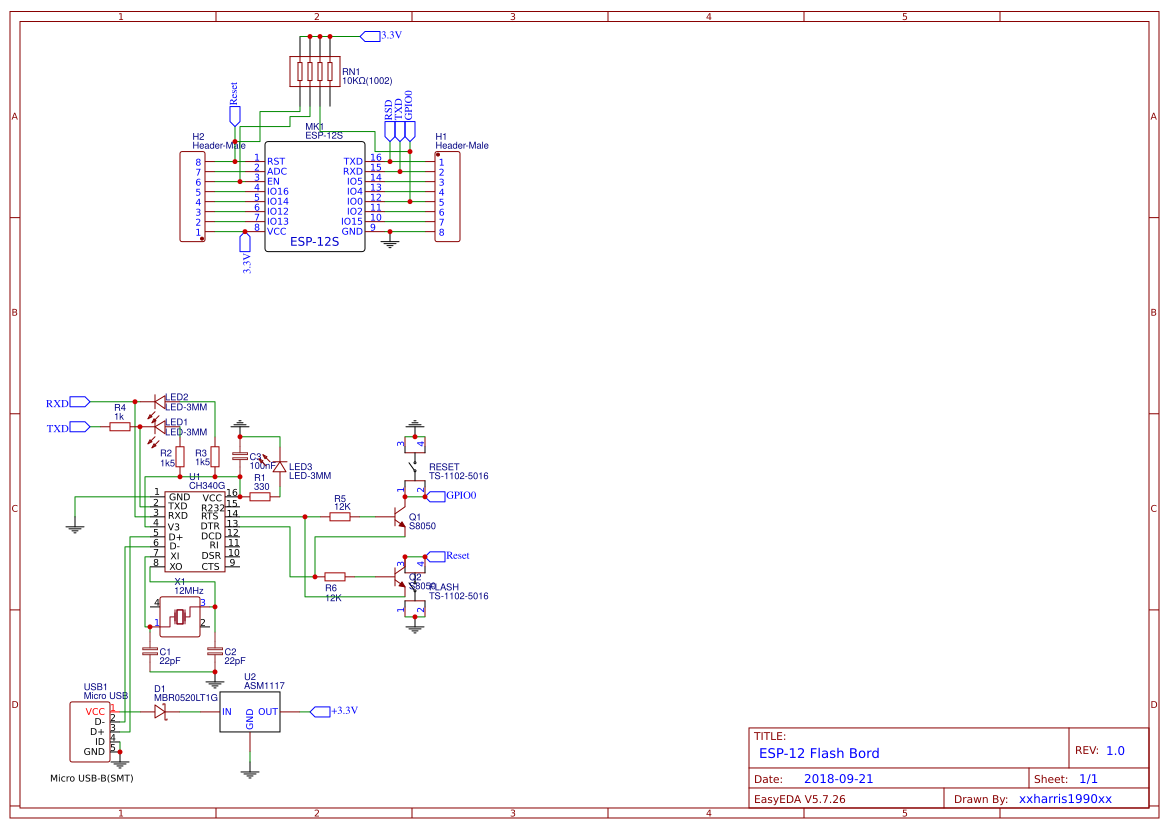 Esp-12 Flash bord - EasyEDA open source hardware lab