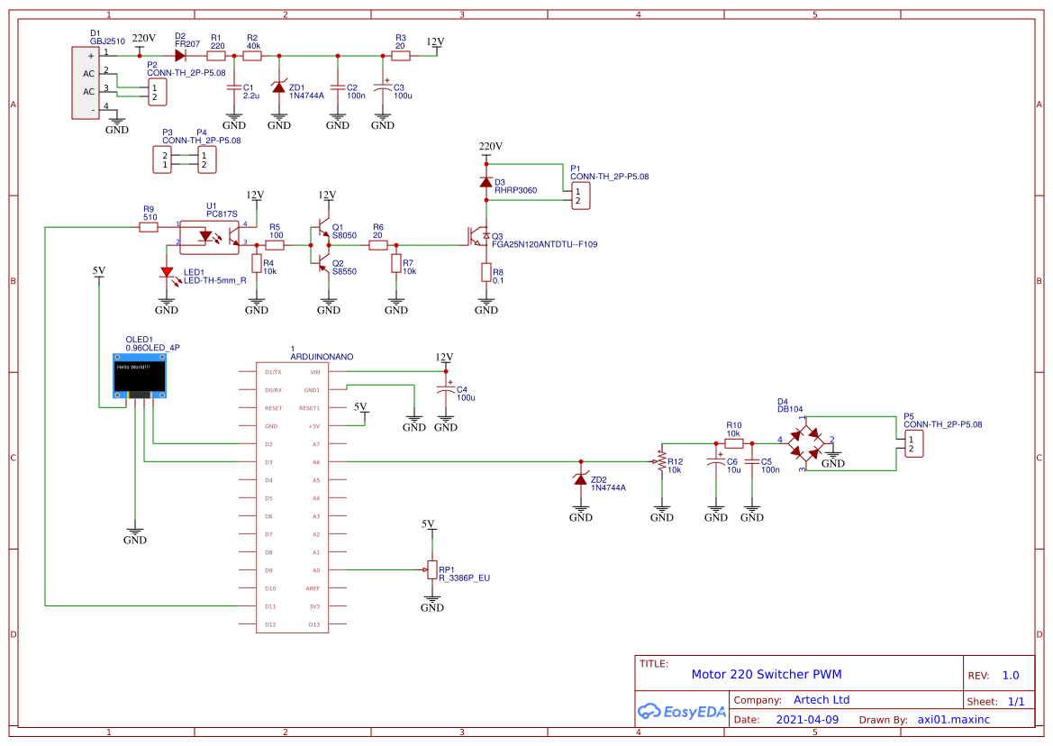 Motor PWM Controller 220V 24A - EasyEDA open source hardware lab