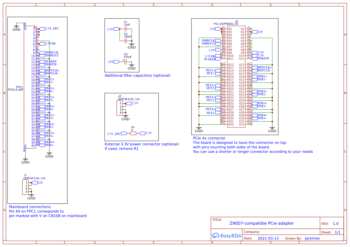 Z90D7-compatible PCIe adapter - EasyEDA open source hardware lab