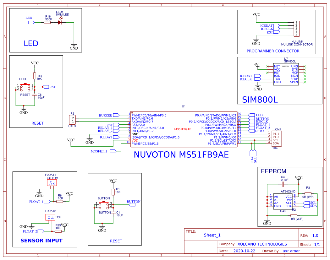 Nuvoton MS51 + SIM800L only - EasyEDA open source hardware lab