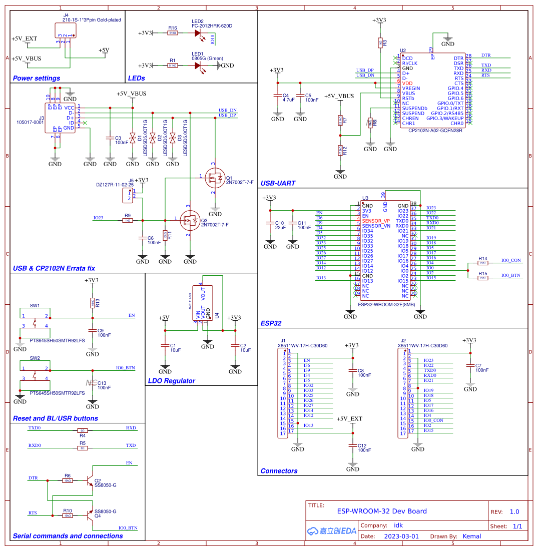 ESP32 Custom DevKit - OSHWLab