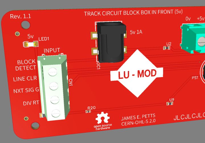 LU-MOD track circuit block box in front 5v - EasyEDA open source hardware lab