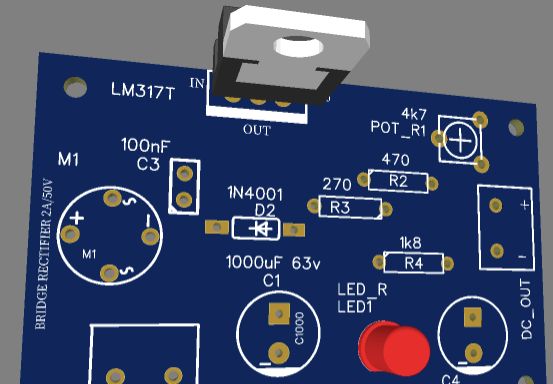 Zasilacz uniwersalny z LM317 - Platform for creating and sharing projects - OSHWLab