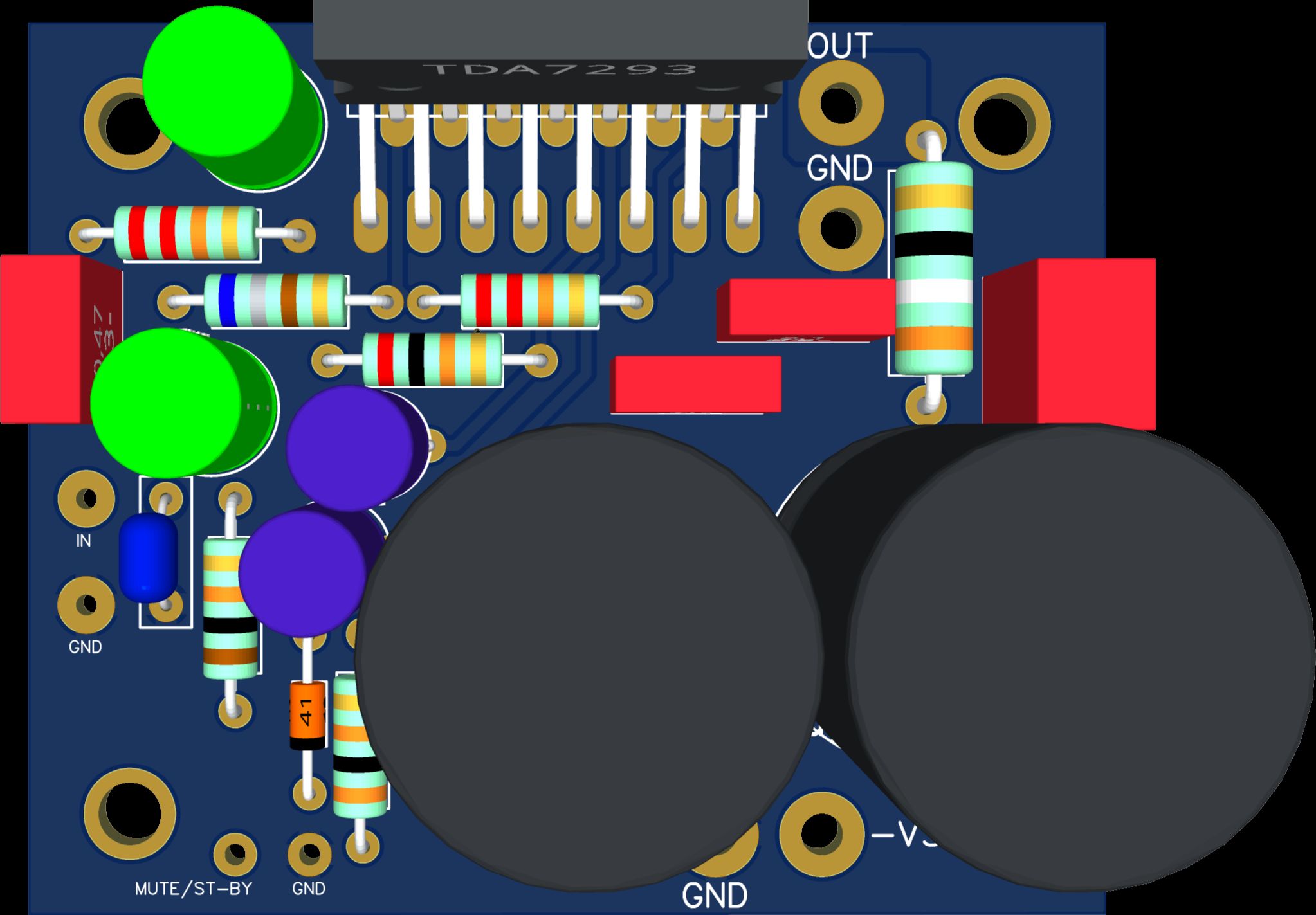 Amplificateur audio à TDA7293 - Platform for creating and sharing projects - OSHWLab