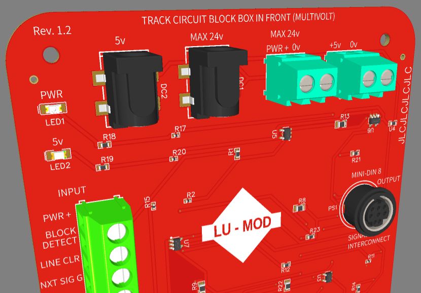 LU-MOD track circuit block box in front multivolt - EasyEDA open source hardware lab