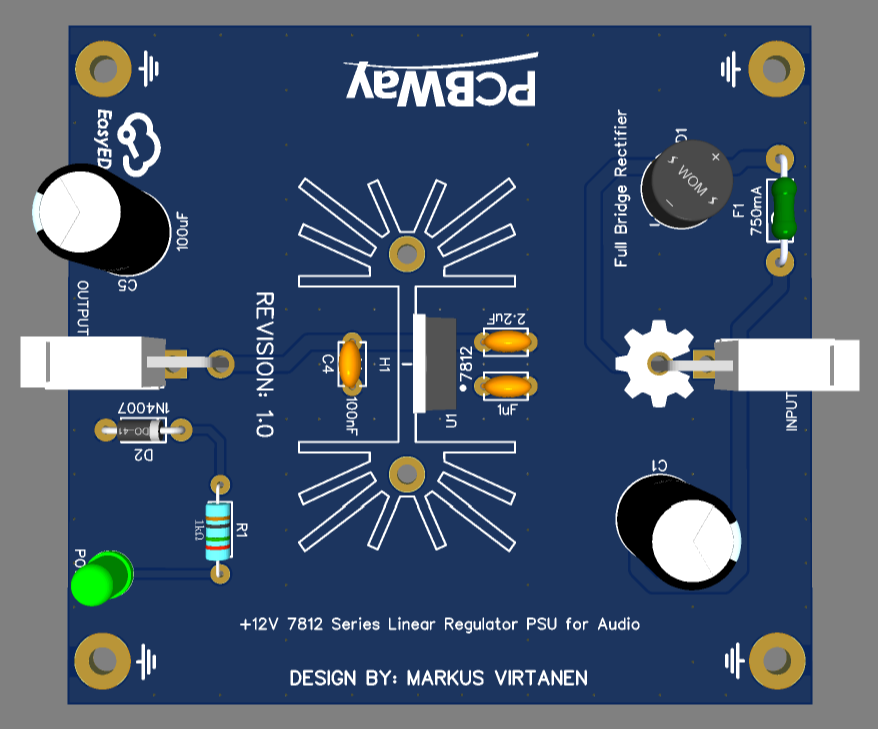 +12v 7812 Series Linear Regulator PSU for Audio - Platform for creating and sharing projects ...