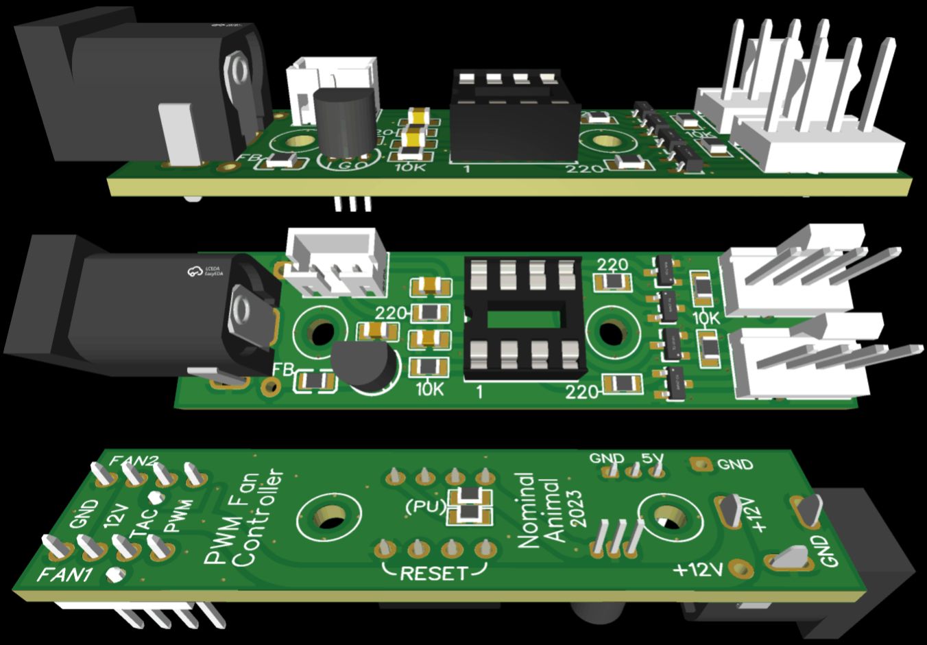 Dual 12V PWM Fan ATtiny85 Controller - EasyEDA open source hardware lab