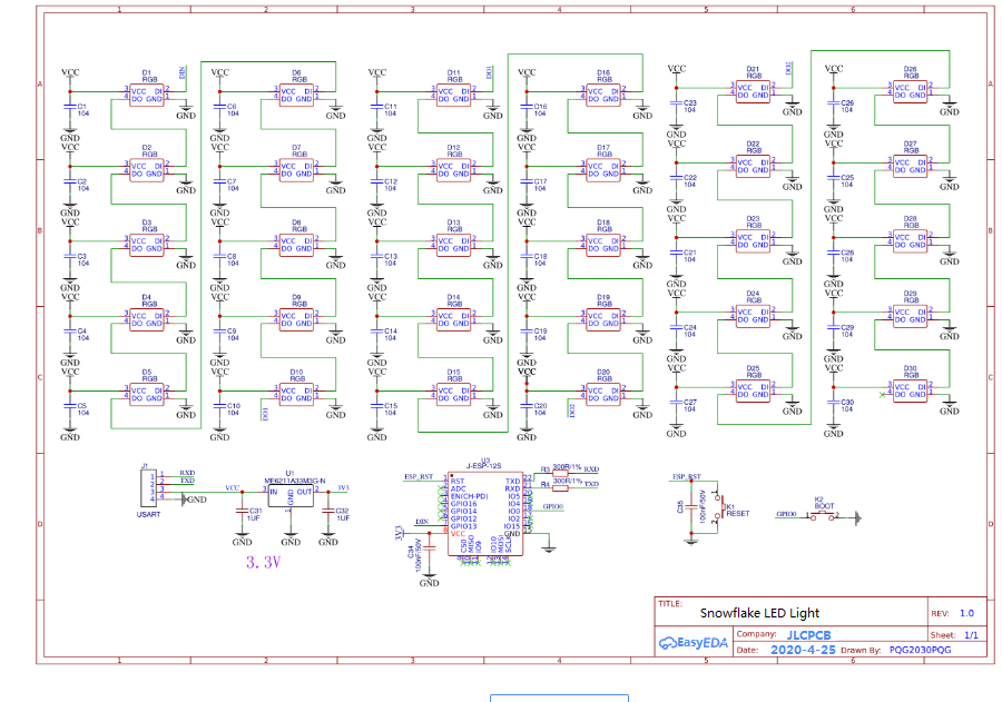 JLCPCB: Acoustical Control Snowflake Light - EasyEDA open source hardware lab